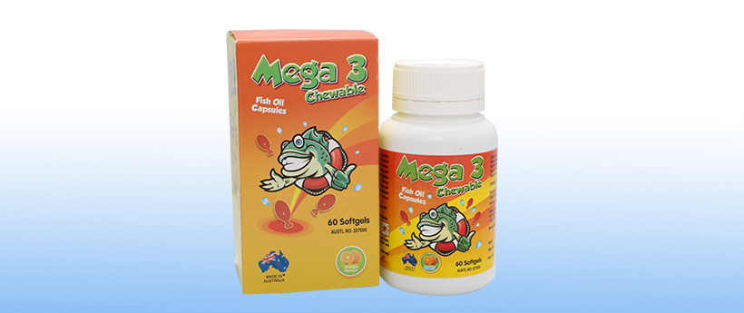 Mega3Chewable • Brain growth and development For Children • Zifam Myanmar